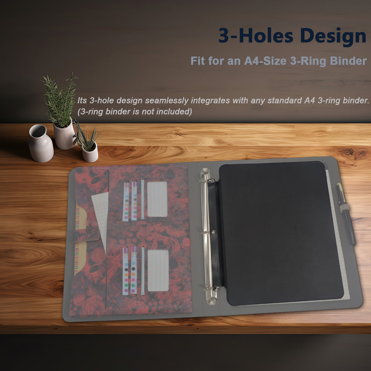 Rotating iPad Case with 3-Ring Binder Holes fit for A4-size Binder, 36 ...