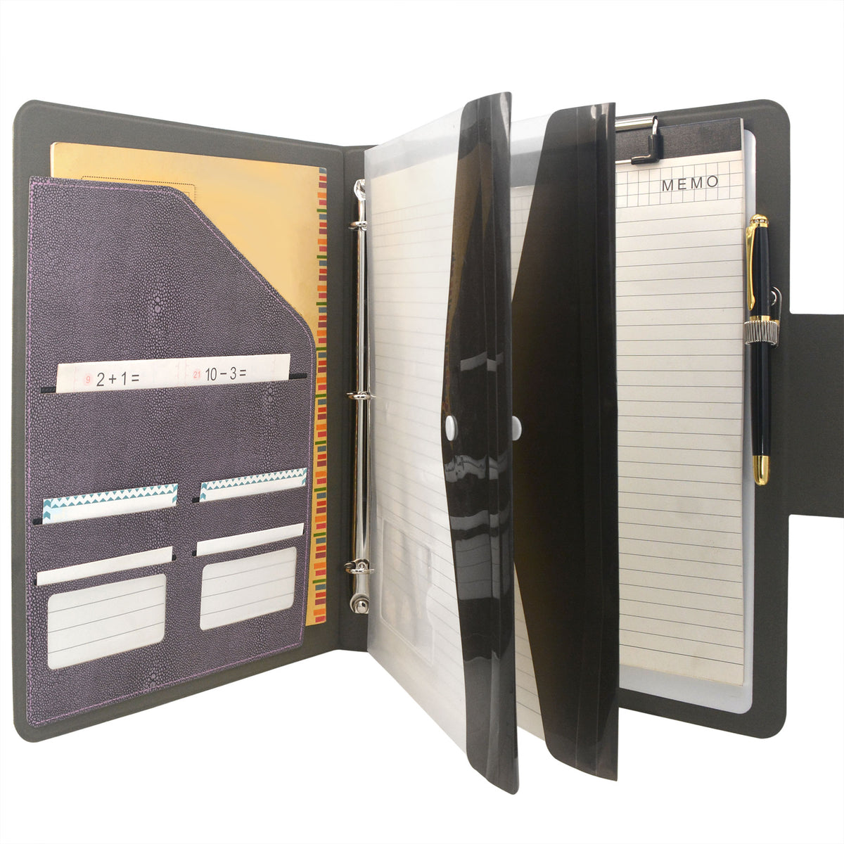 3-Ring Binder Padfolio with Whiteboard Clipboard and Expanded Document ...